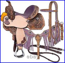 Barrel Racing Equestrian Horse Saddle Western Leather Tooled Carved 12 ...