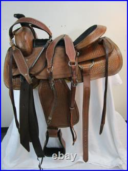 Used Western Saddle 16 17 Pleasure Horse Tooled Leather Roping Eanch ...