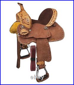 Western Kids Youth Child Barrel Horse Saddle With Floral Tooled ...