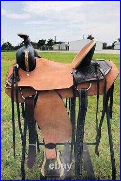 Youth Kids Western Horse Ranch Saddle With Basket Weave Tooling Free ...