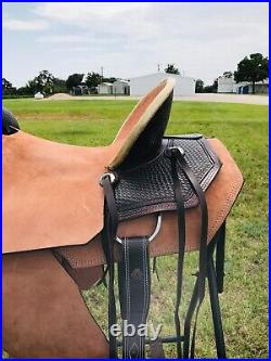 Youth Kids Western Horse Ranch Saddle With Basket Weave Tooling Free ...