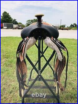 Youth Kids Western Horse Ranch Saddle With Basket Weave Tooling Free ...